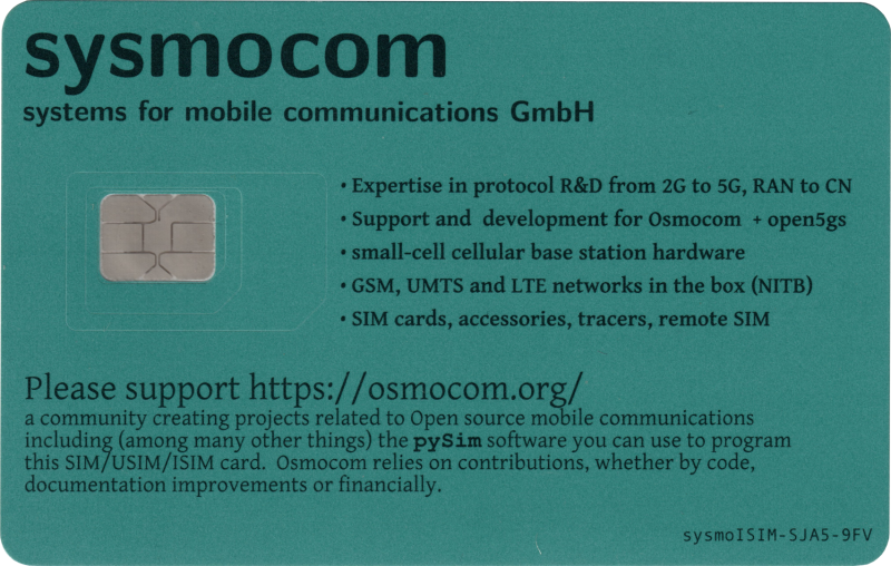 sysmoISIM-SJA5-9FV SIM + USIM + ISIM Card (10-pack) with ADM keys; 9FV ...