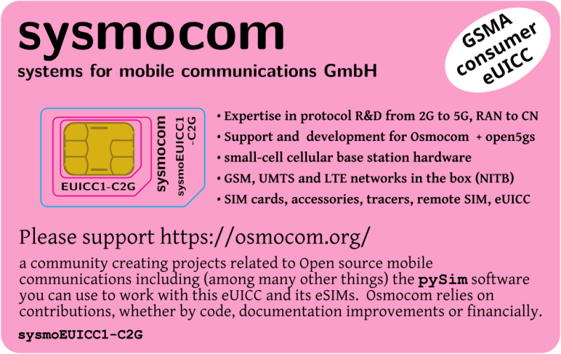 sysmoEUICC1 eUICC for consumer eSIM RSP | GSMA | sysmoEUICC1-C2G