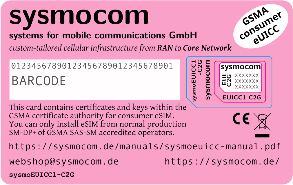 sysmoEUICC1 eUICC for consumer eSIM RSP | GSMA | sysmoEUICC1-C2G
