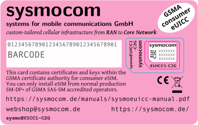 sysmoEUICC1 eUICC for consumer eSIM RSP | GSMA | sysmoEUICC1-C2G