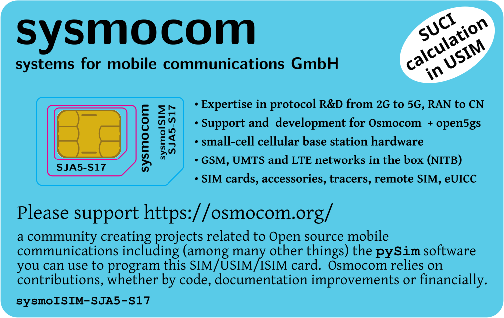 sysmoISIM-SJA5-S17 SIM + USIM + ISIM Card (10-pack) with ADM keys; S17 chip for SUCI-in-USIM ...